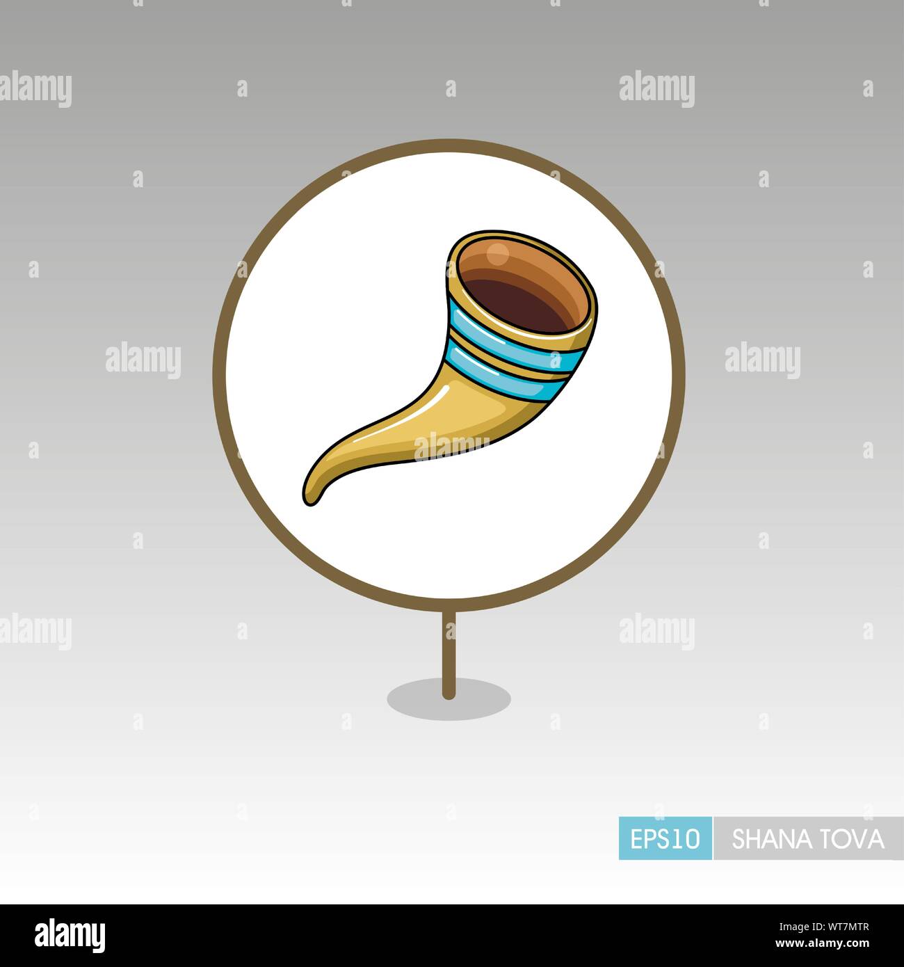 Shofar. Rosh Hashanah pin map icon. Shana tova Map pointer. Happy and ...