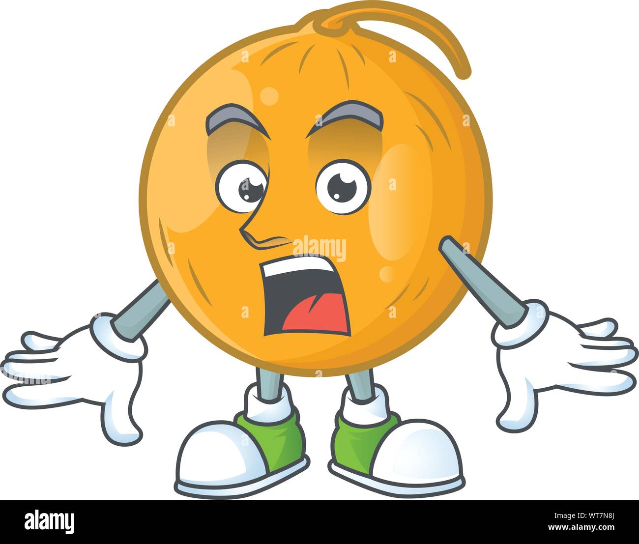 Surprised ripe casaba melon in character mascot vector illustration ...