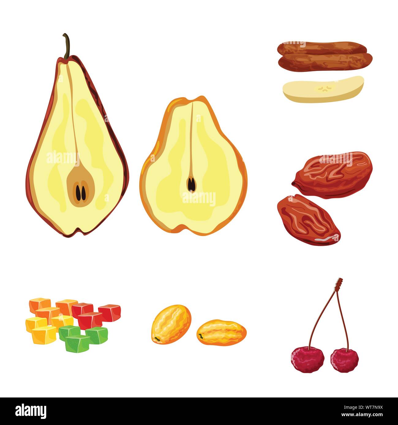 Vector design of fruit and dried sign. Collection of fruit and food ...