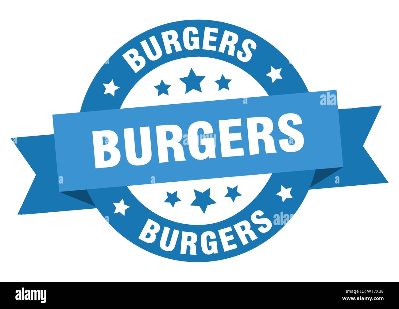 burgers ribbon. burgers round blue sign. burgers Stock Vector Image ...
