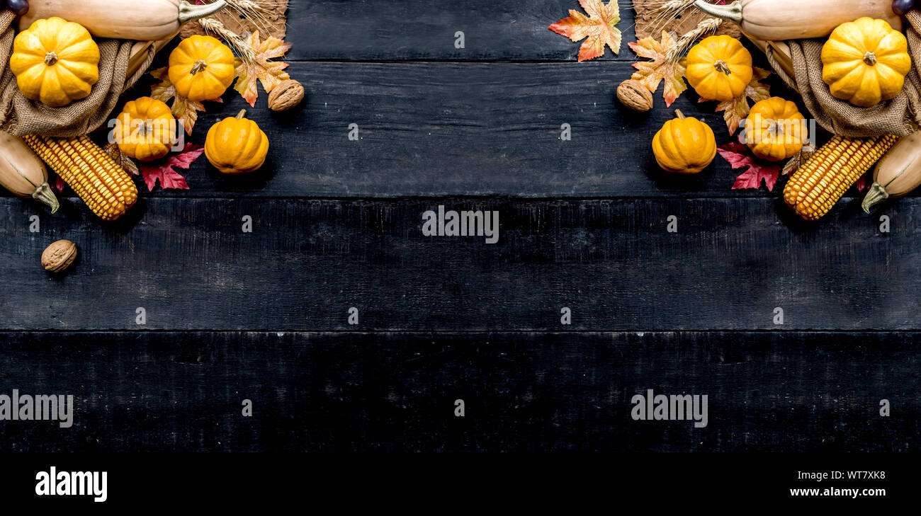 Fall harvest cornucopia. Autumn season with fruit and vegetable ...