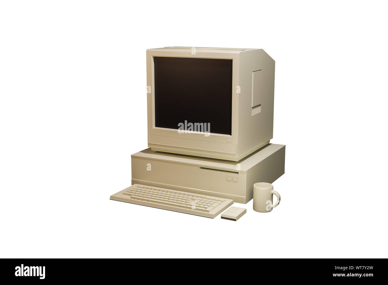 old computer isolated on white background 3d illustration Stock Photo ...
