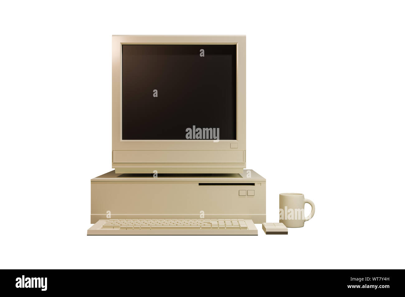 old computer isolated on white background 3d illustration Stock Photo ...