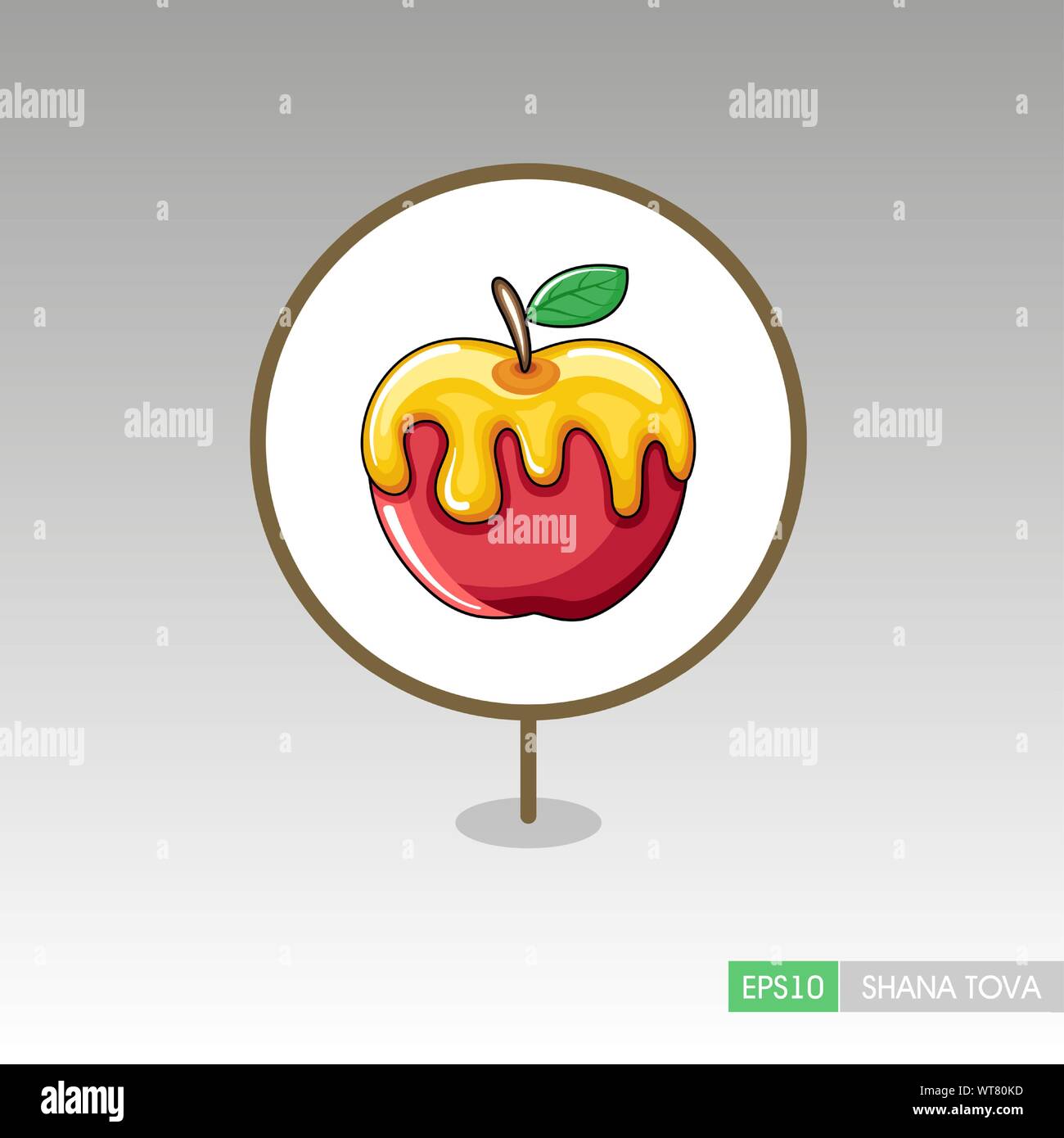 Honey on apple. Rosh Hashanah pin map icon. Shana tova Map pointer ...