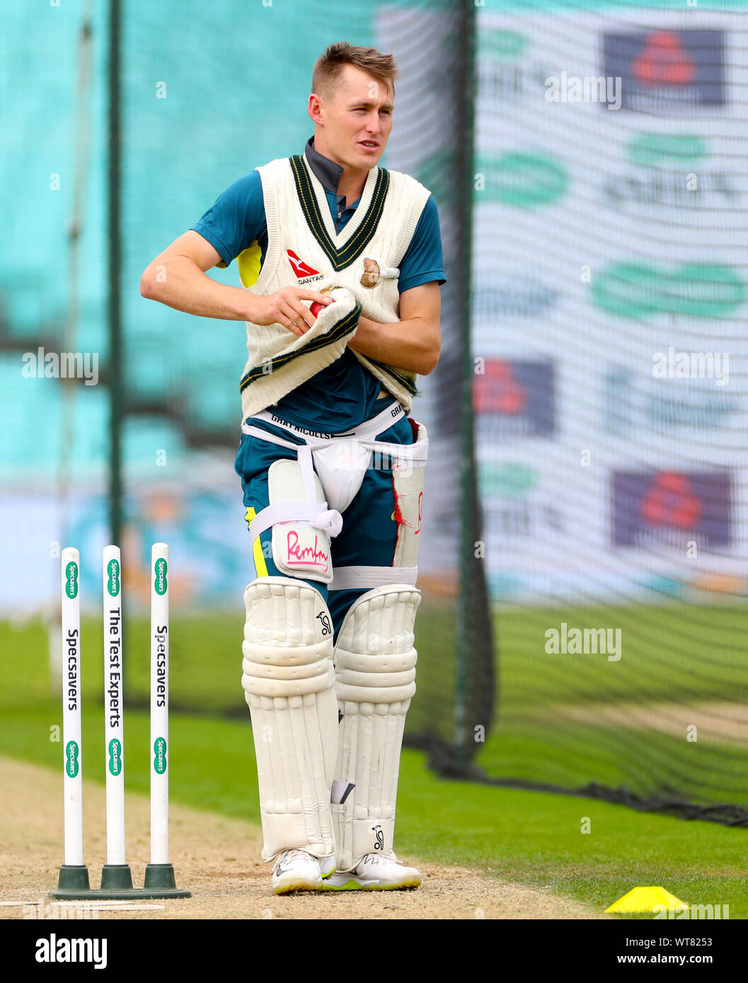 Australia's Marnus Labuschagne during the nets session at The Oval ...