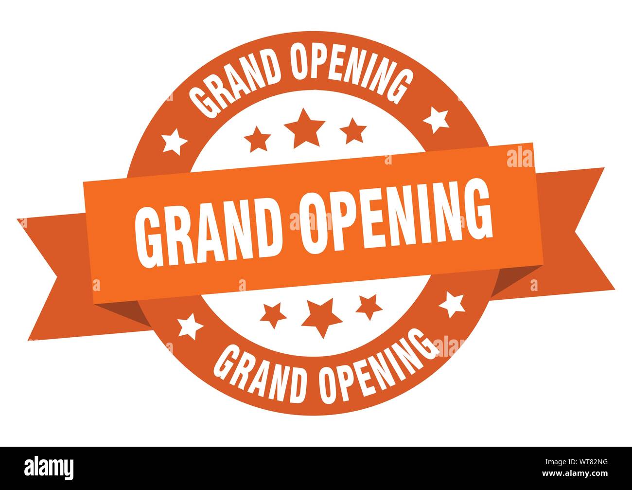 grand opening ribbon. grand opening round orange sign. grand opening ...
