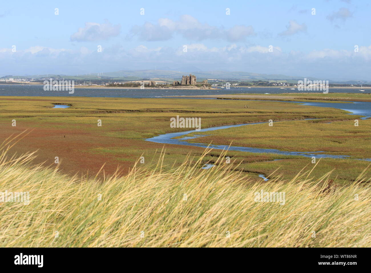UK Walney Island. View towards Piel Island and Piel Castle from South ...