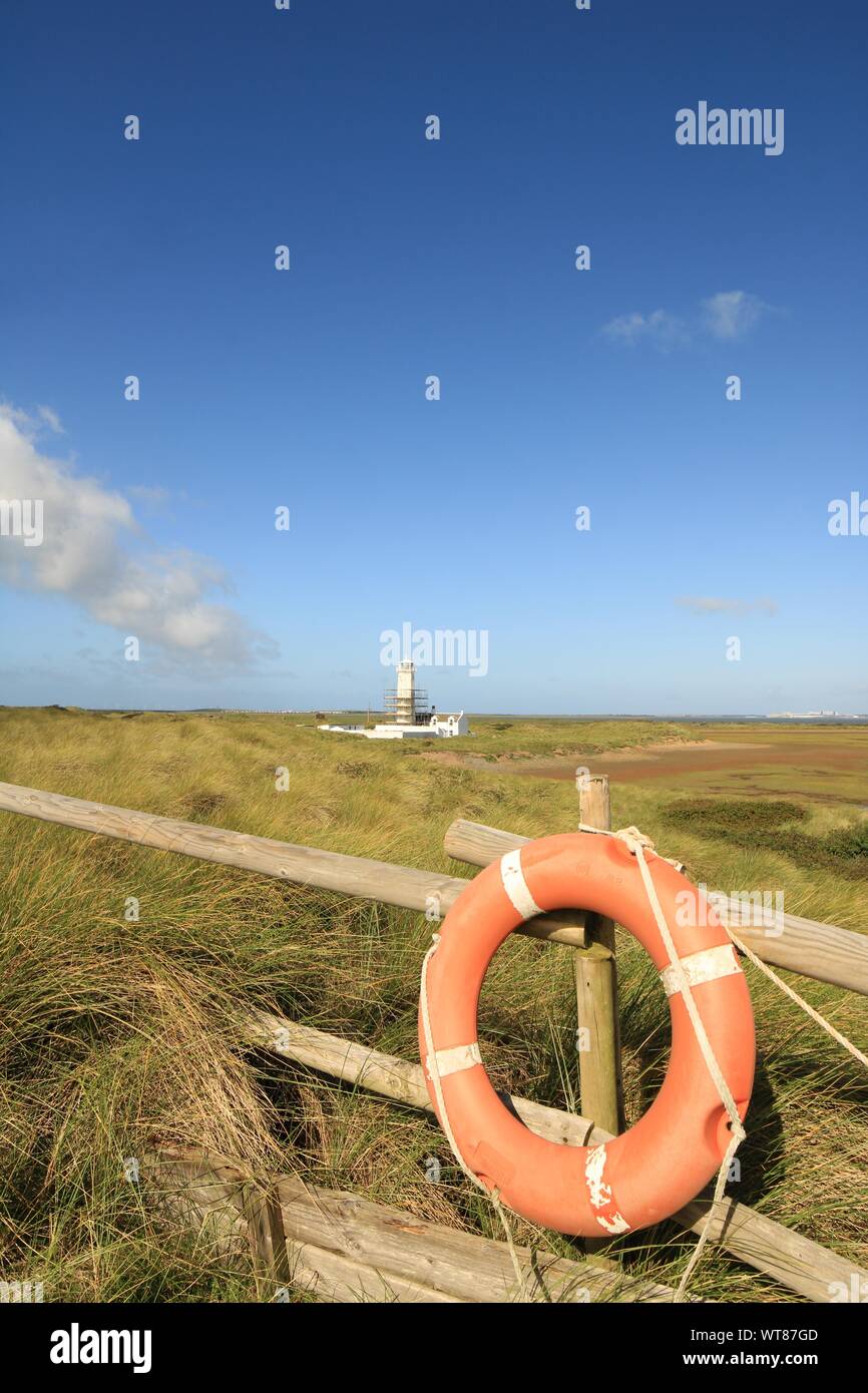 UK Walney Island. Walney Island Lighthouse with scaffolding for repairs ...
