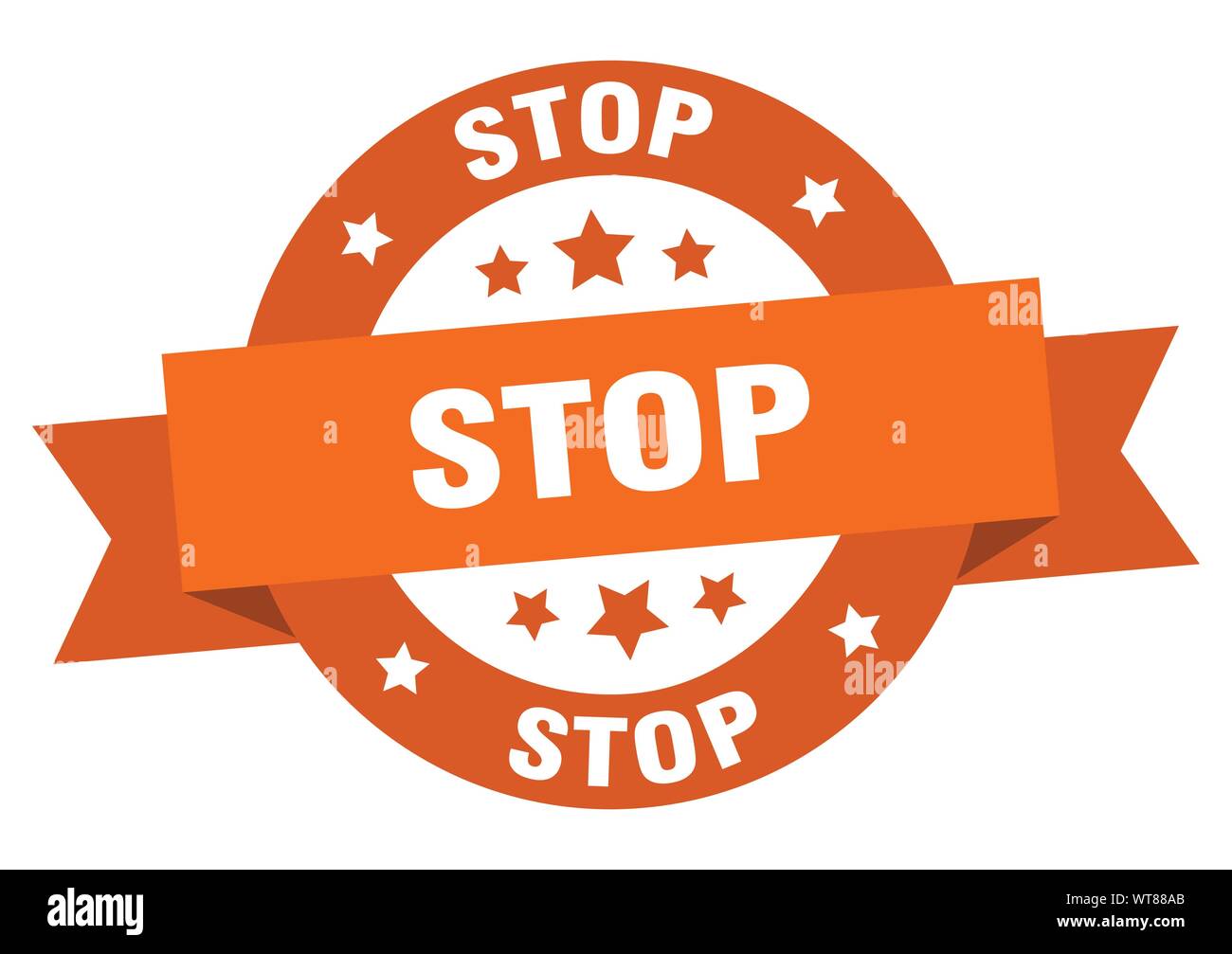 stop ribbon. stop round orange sign. stop Stock Vector Image & Art - Alamy