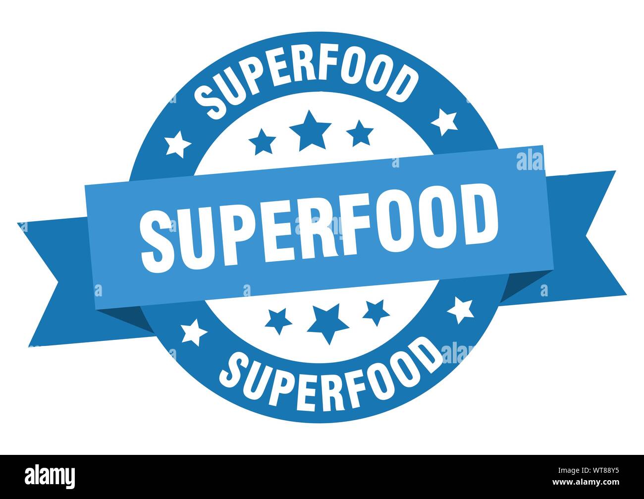 superfood ribbon. superfood round blue sign. superfood Stock Vector ...