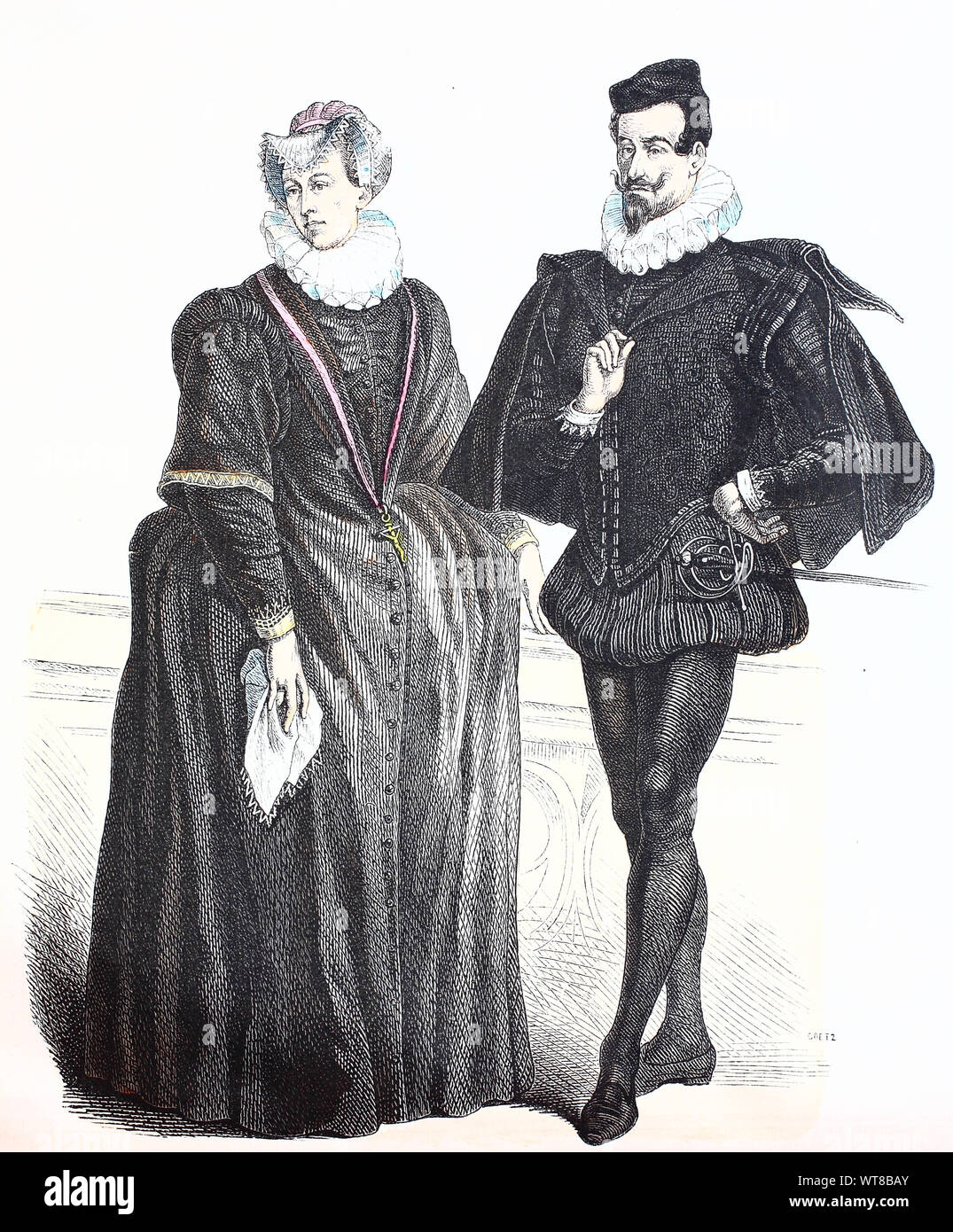 National costume, clothes, history of the costumes, German noblemen ...