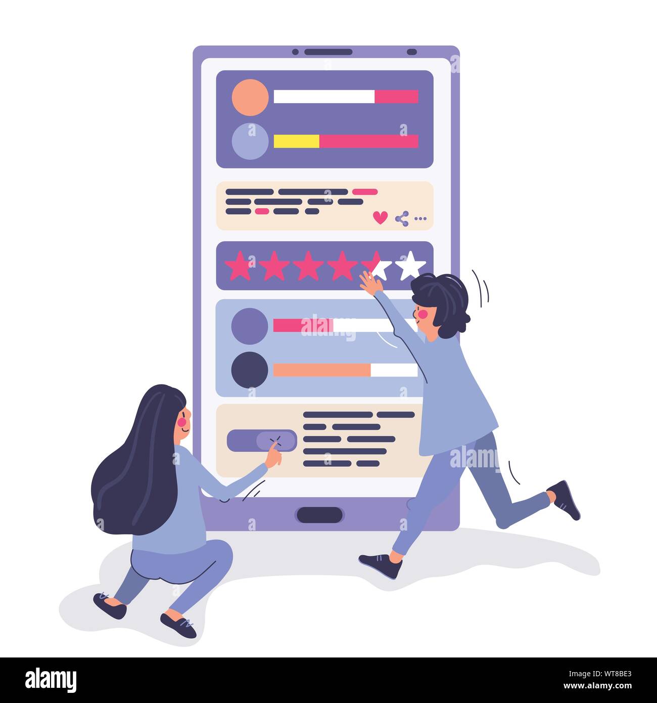 smartphone social media rating ui design management illustration Stock ...