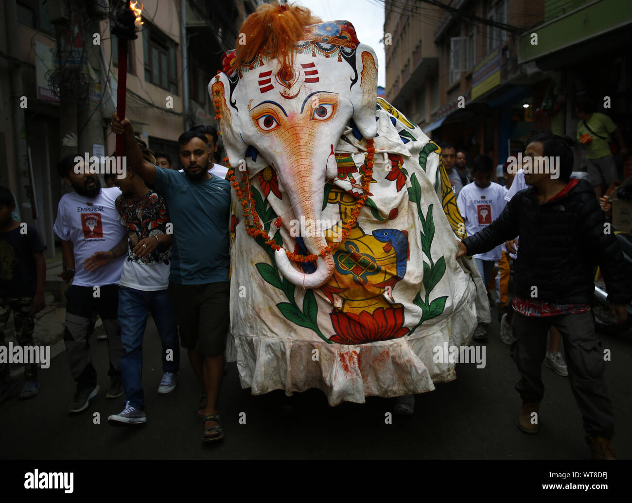 September 11, 2019, Kathmandu, Nepal: Nepalese masked dancers known as ...