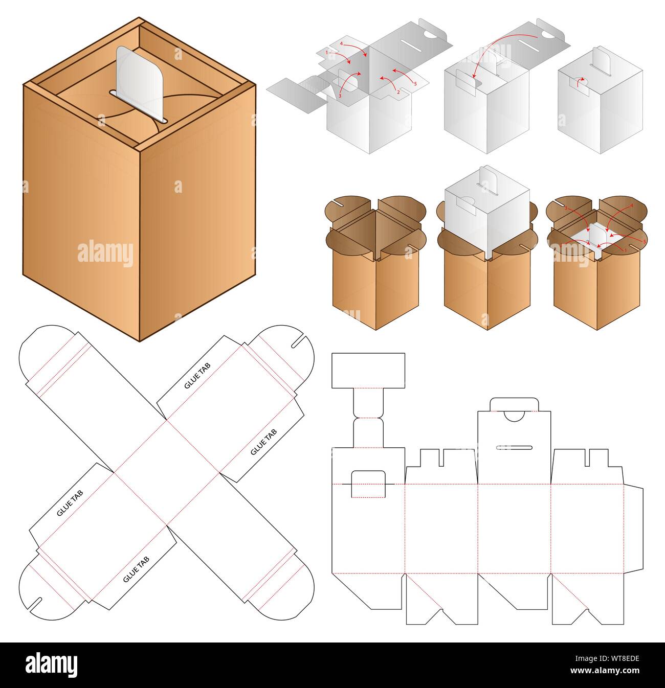 Box packaging die cut template design. 3d mock-up Stock Vector Image ...
