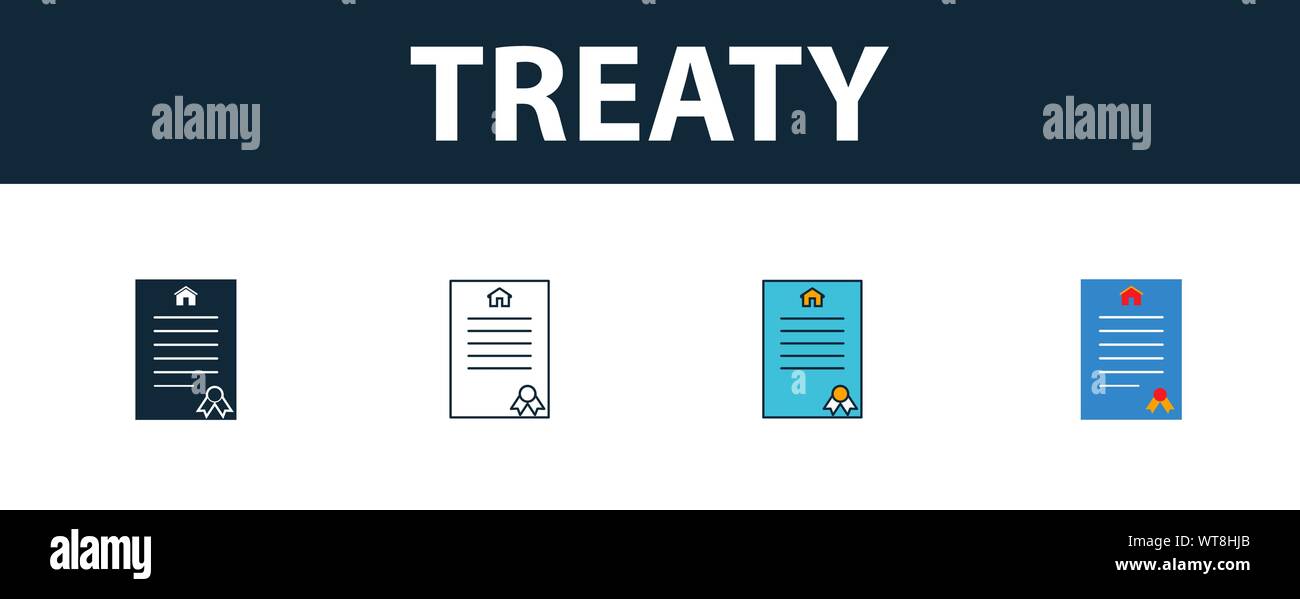 Treaty icon set. Four elements in diferent styles from real estate ...