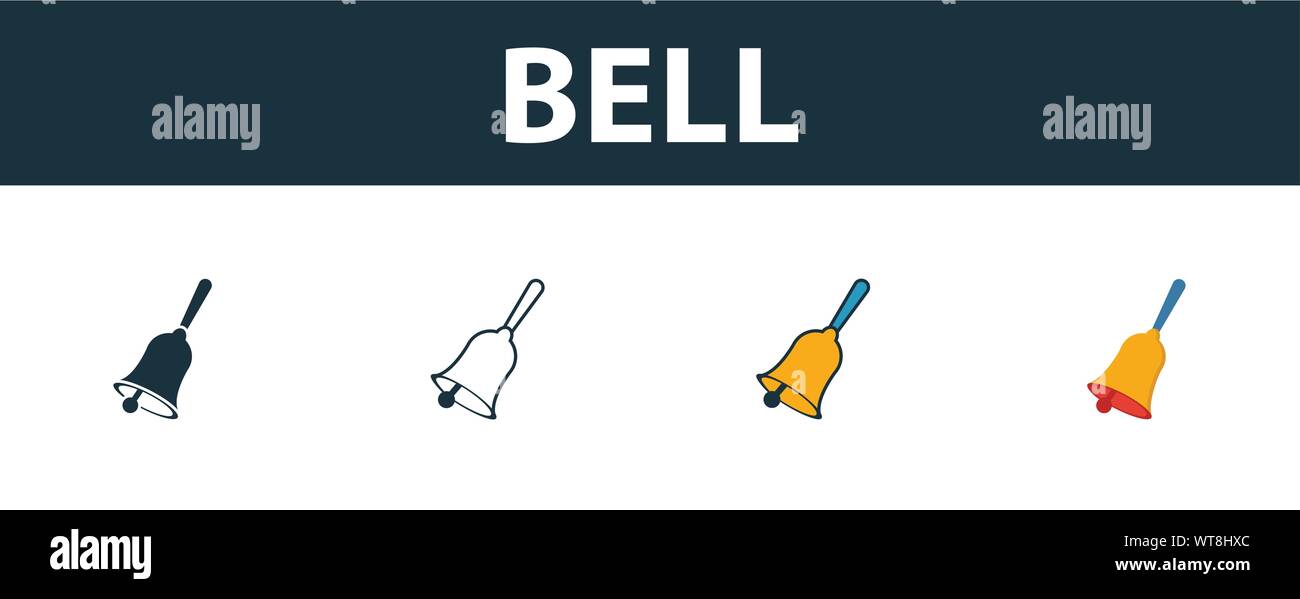 Bell icon set. Four elements in diferent styles from school icons ...