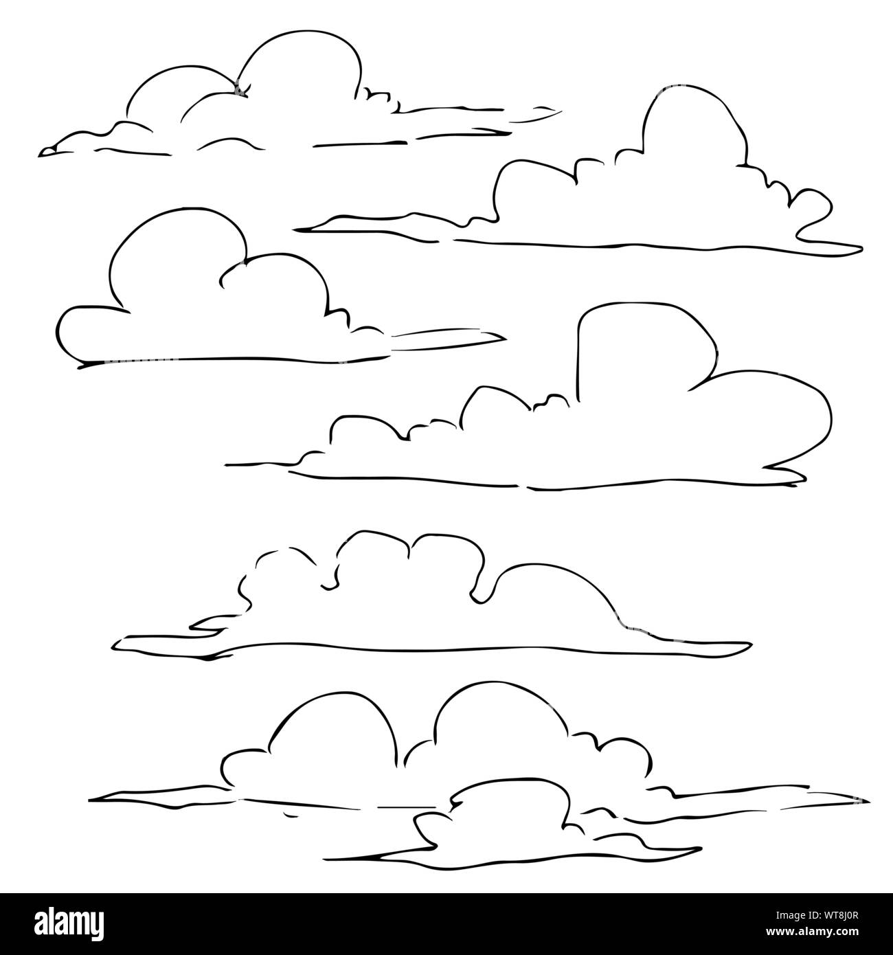 set of pen sketch clouds lineart Stock Vector Image & Art - Alamy
