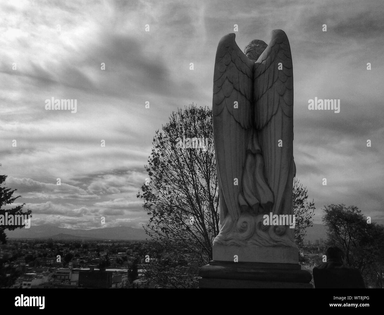 Statue Of Angel Against Cloudy Sky Stock Photo - Alamy
