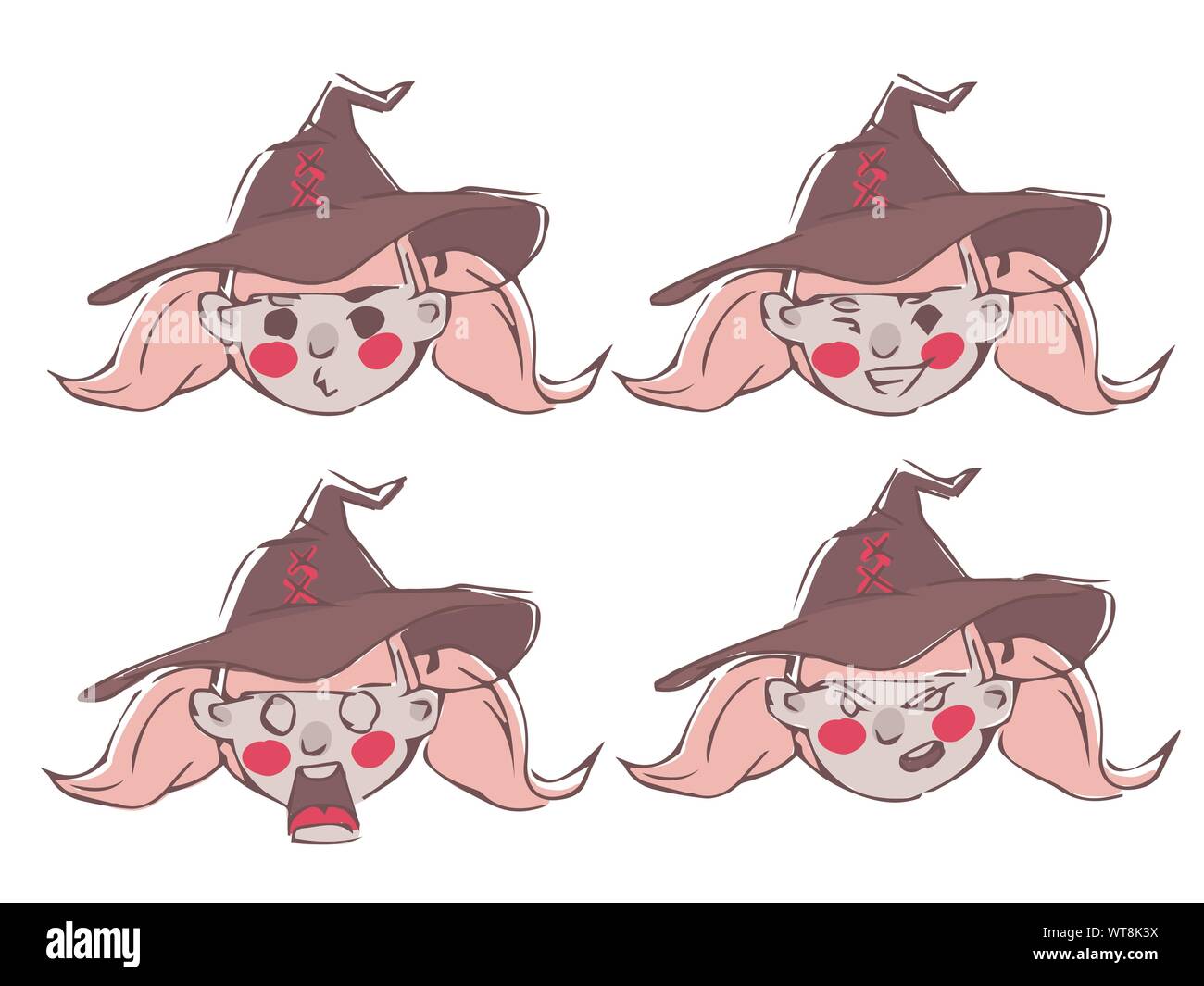 cute halloween witch emotion pack Stock Vector Image & Art - Alamy