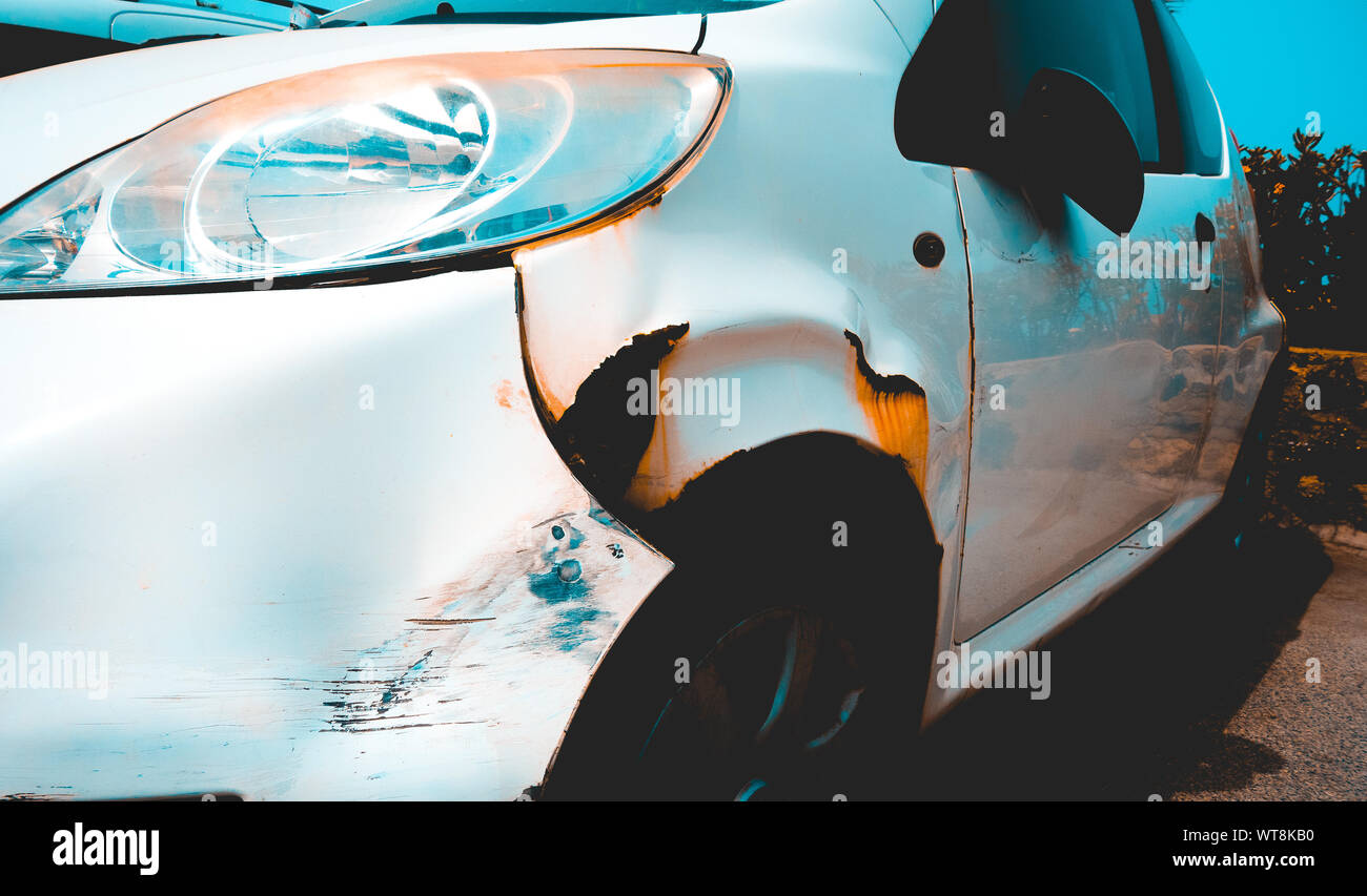 crashed car in detailed view Stock Photo - Alamy