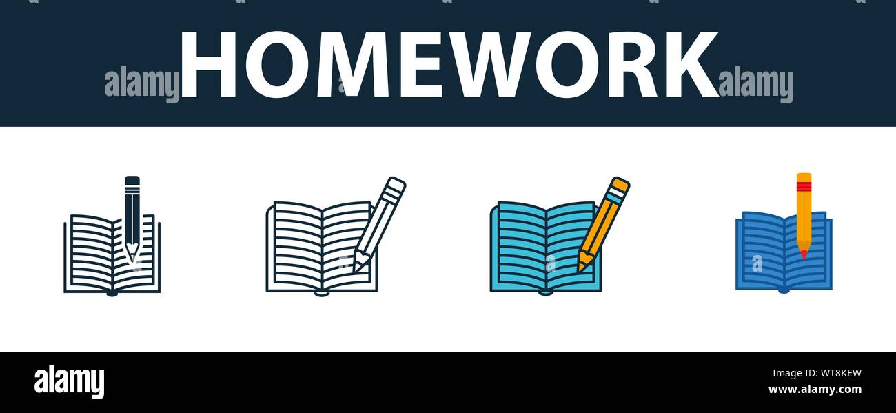 Homework icon set. Four elements in diferent styles from school icons ...