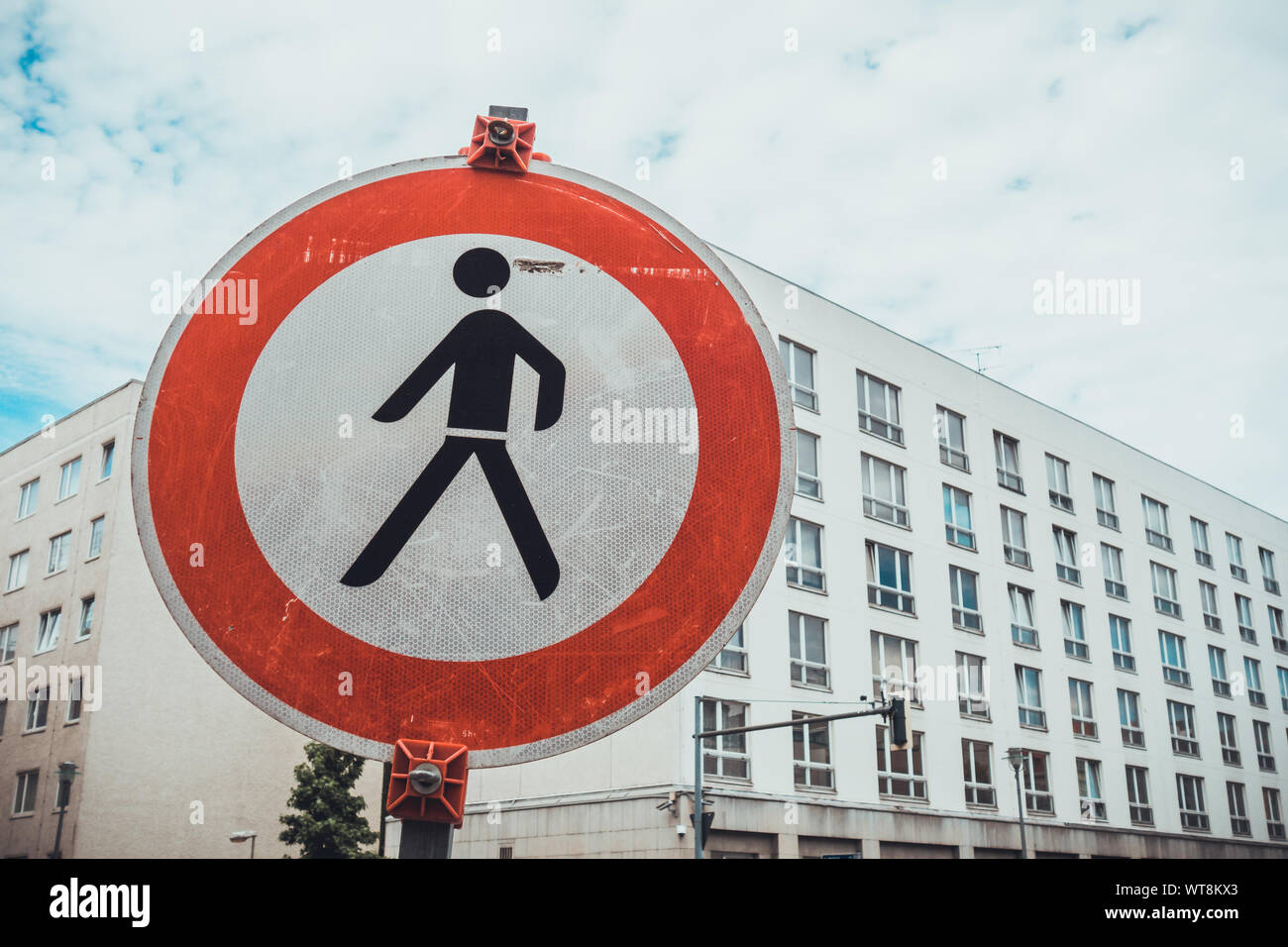 pedestrians traffic sign with red circle Stock Photo - Alamy