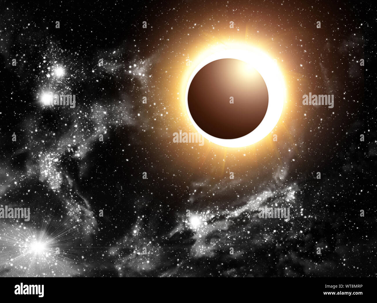 Abstract solar eclipse background with 3d rendered flares Stock Photo ...