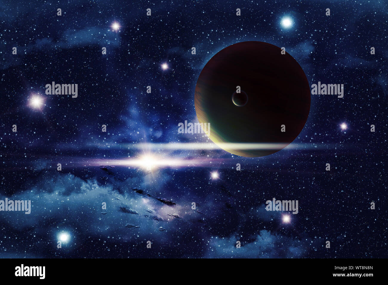 Colorful starry outer space background, star field illustration Stock ...