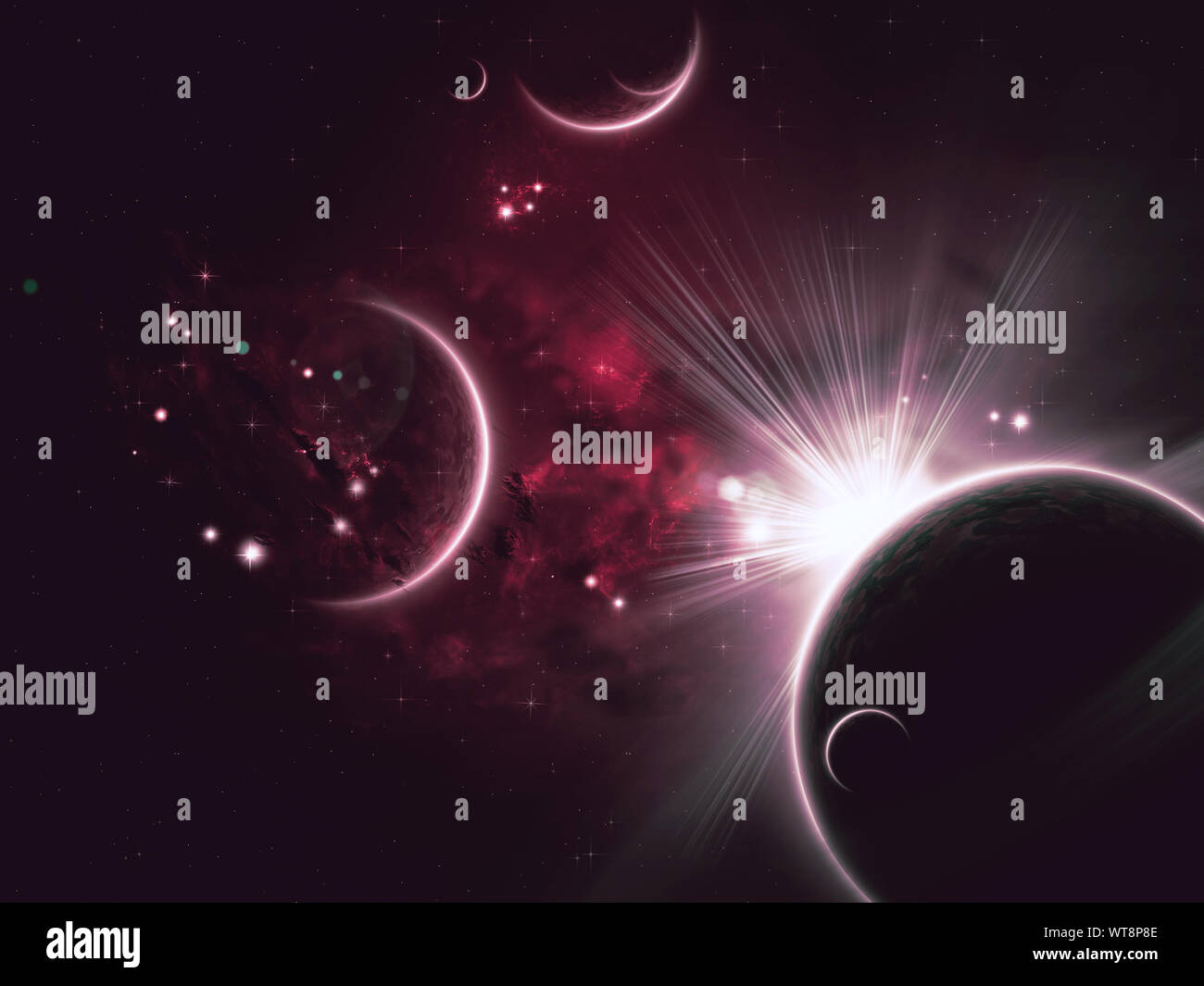 Fantastic space stars, alien planets and nebulas Stock Photo - Alamy