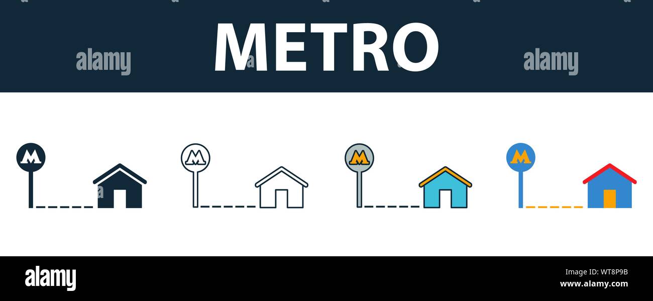 Metro icon set. Four elements in diferent styles from real estate icons ...