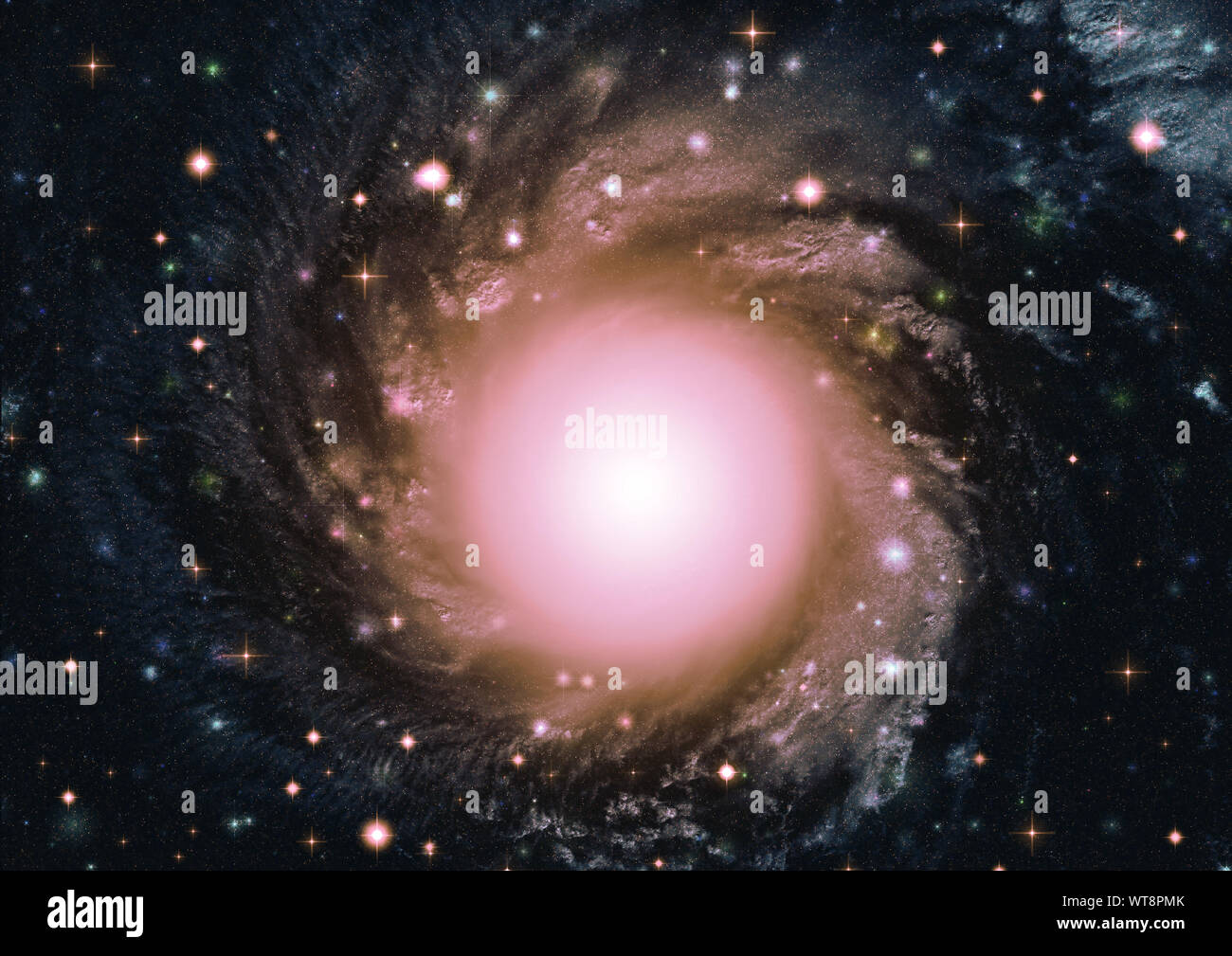 Big galaxy and planet in the starry space Stock Photo - Alamy