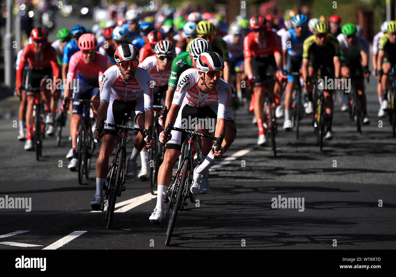 Dries De Bondt of Team Corendon-Circus Cycling lead the peloton during ...
