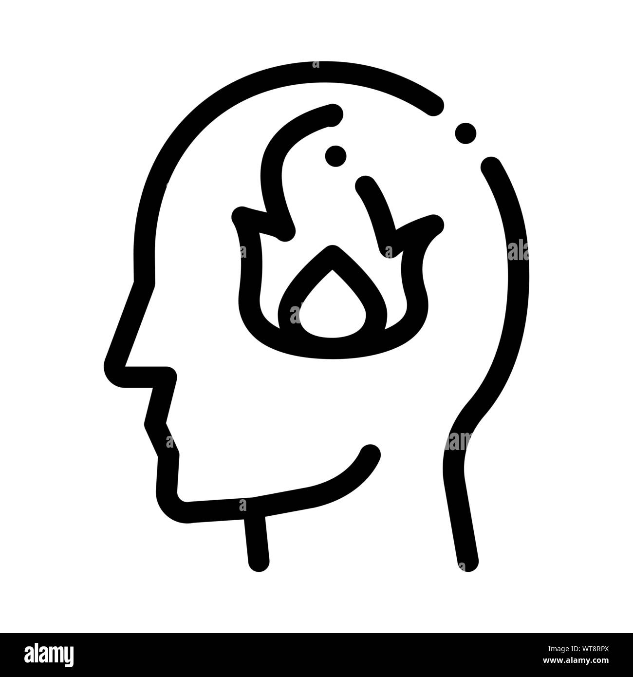 Burning Fire Flame In Man Silhouette Mind Vector Stock Vector Image ...
