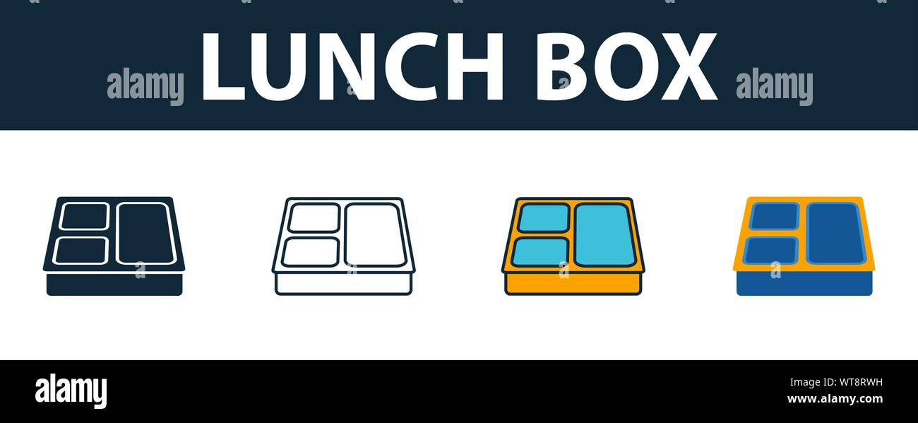 Lunch Box icon set. Four elements in diferent styles from school icons ...