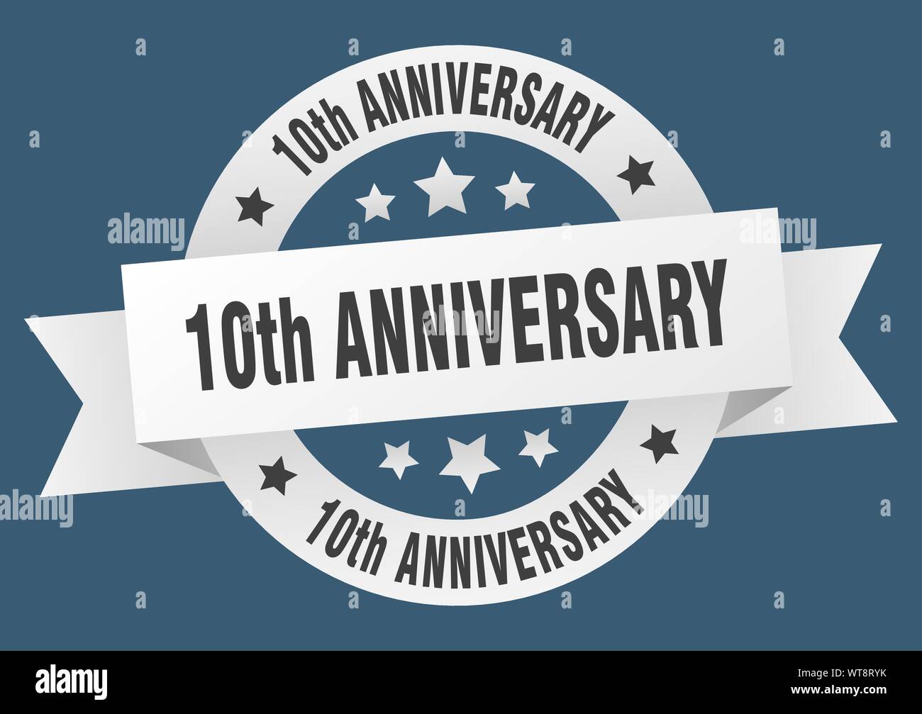 10th anniversary ribbon. 10th anniversary round white sign. 10th ...