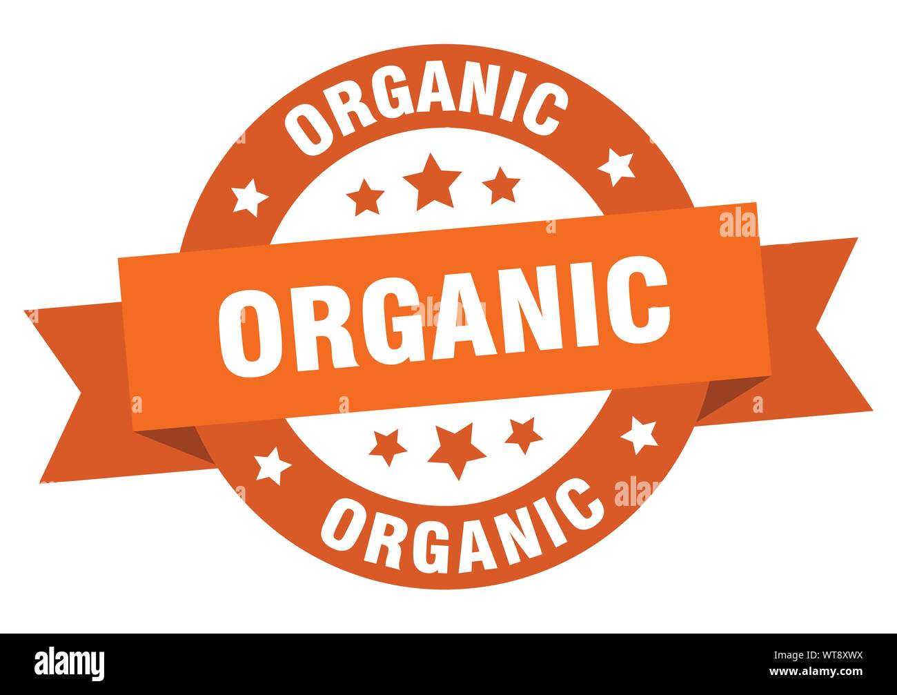 organic ribbon. organic round orange sign. organic Stock Vector Image ...
