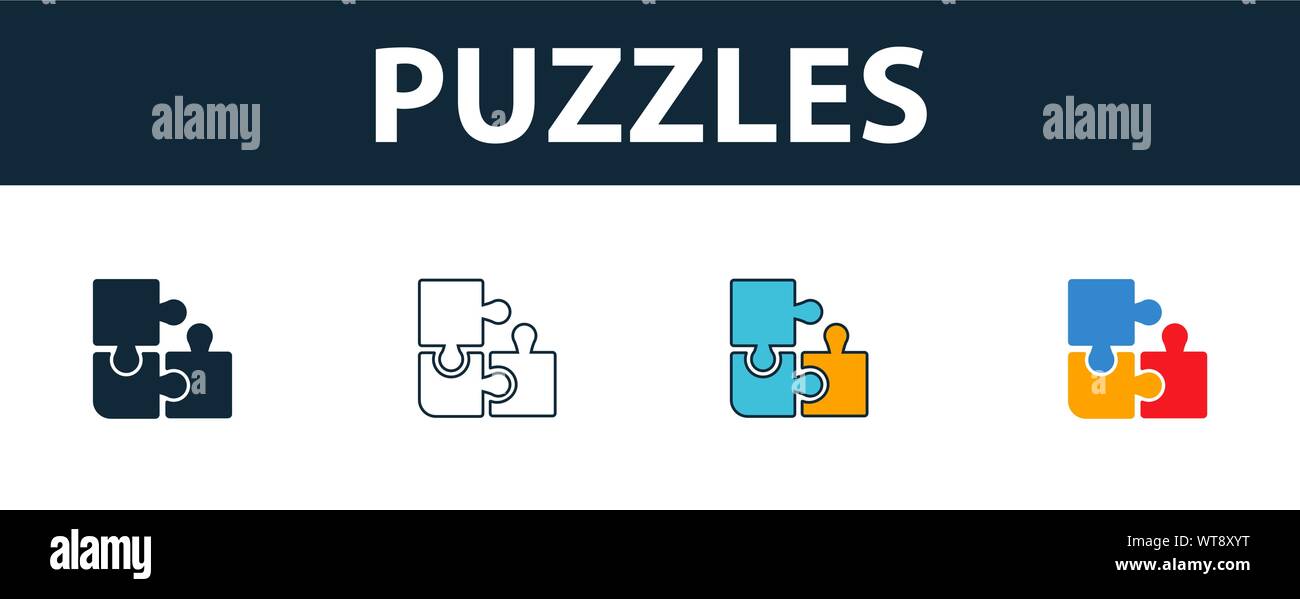Puzzles icon set. Four elements in diferent styles from seo icons ...