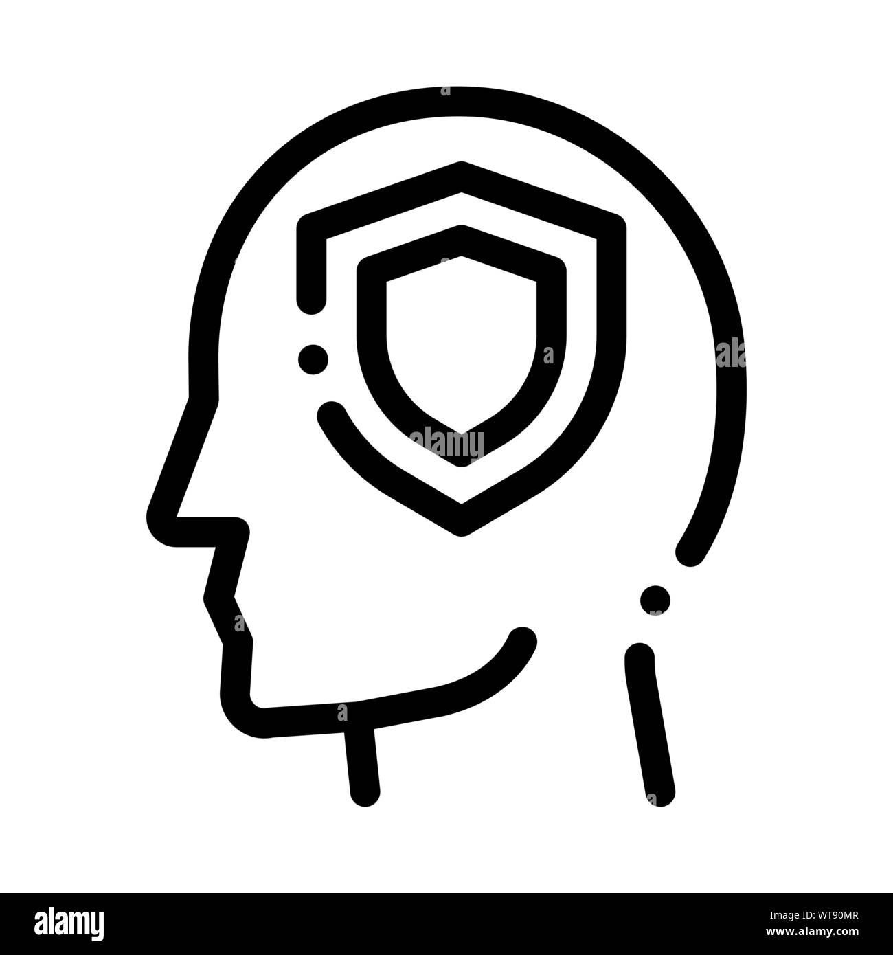 Protection Shield In Man Silhouette Mind Vector Stock Vector Image ...