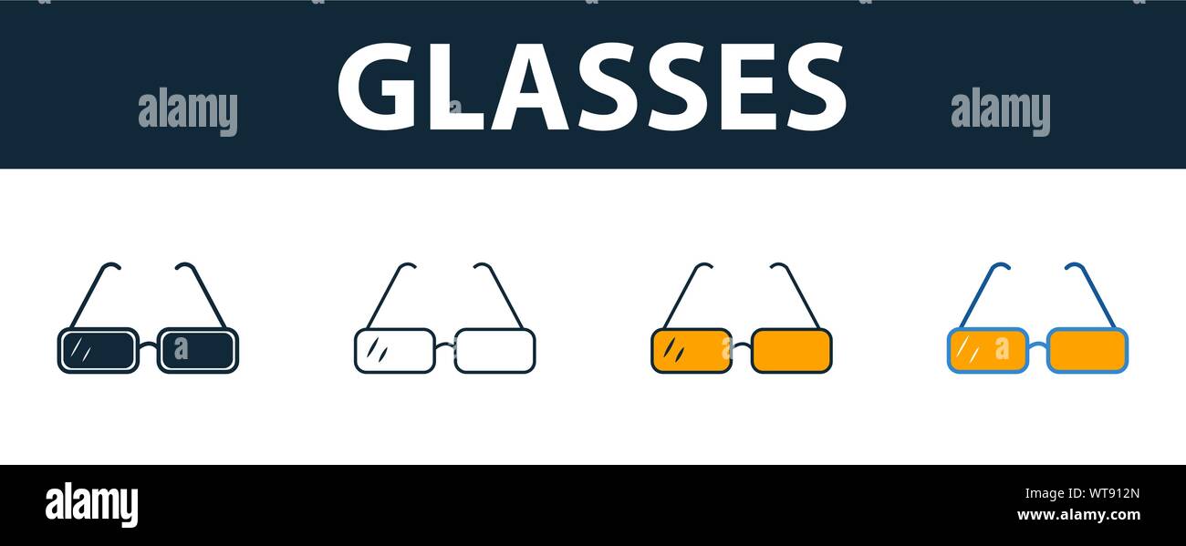 Glasses icon set. Four elements in diferent styles from school icons ...