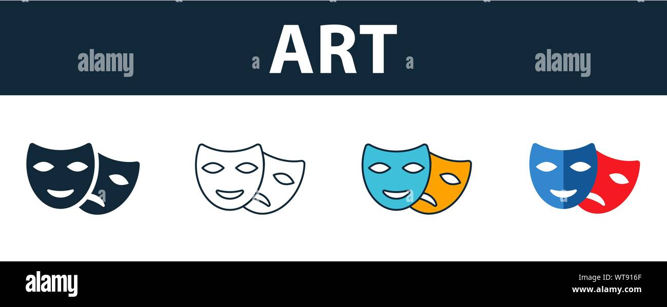 Art icon set. Four elements in diferent styles from school icons ...
