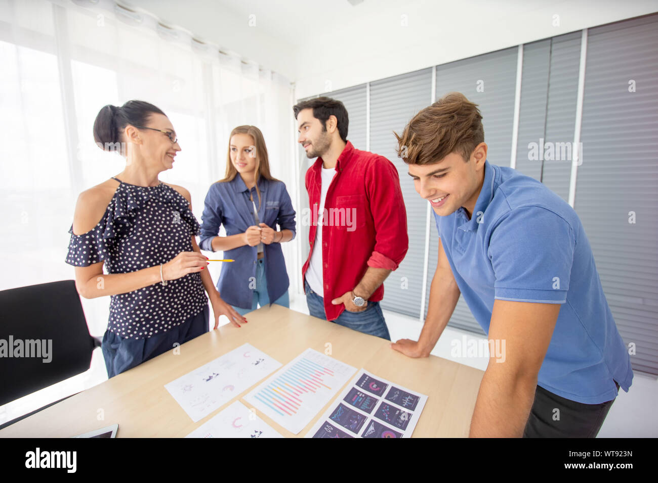 Creative business people working in start up office,modern creative and ...