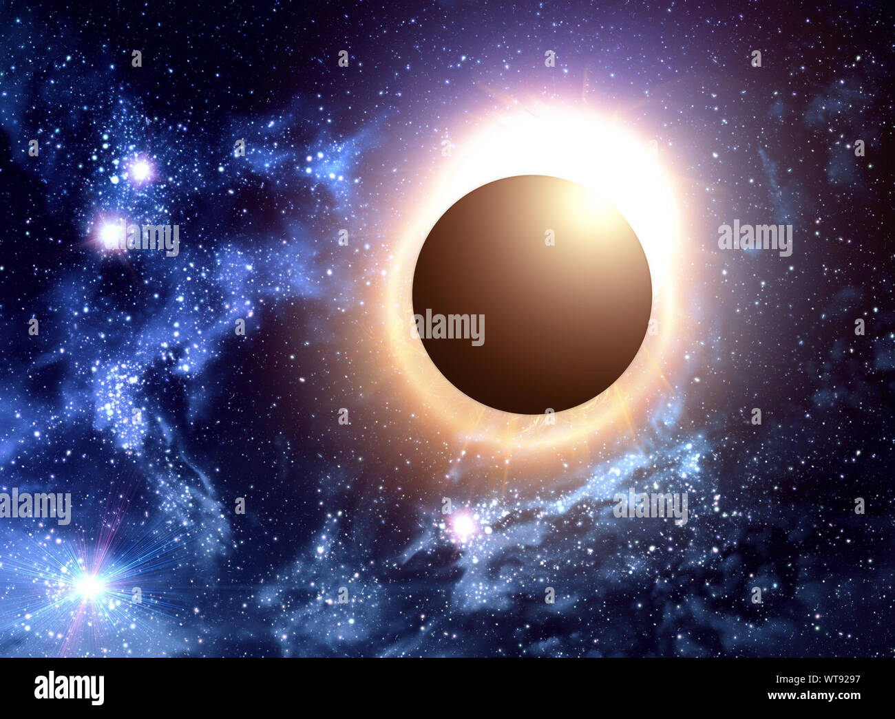 Abstract solar eclipse background with 3d rendered flares Stock Photo ...