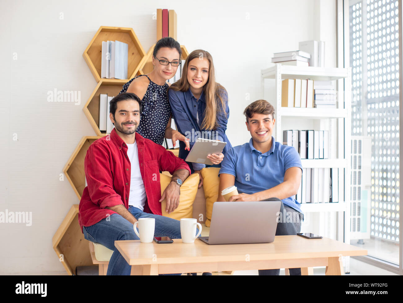 Creative business people working in start up office,modern creative and ...