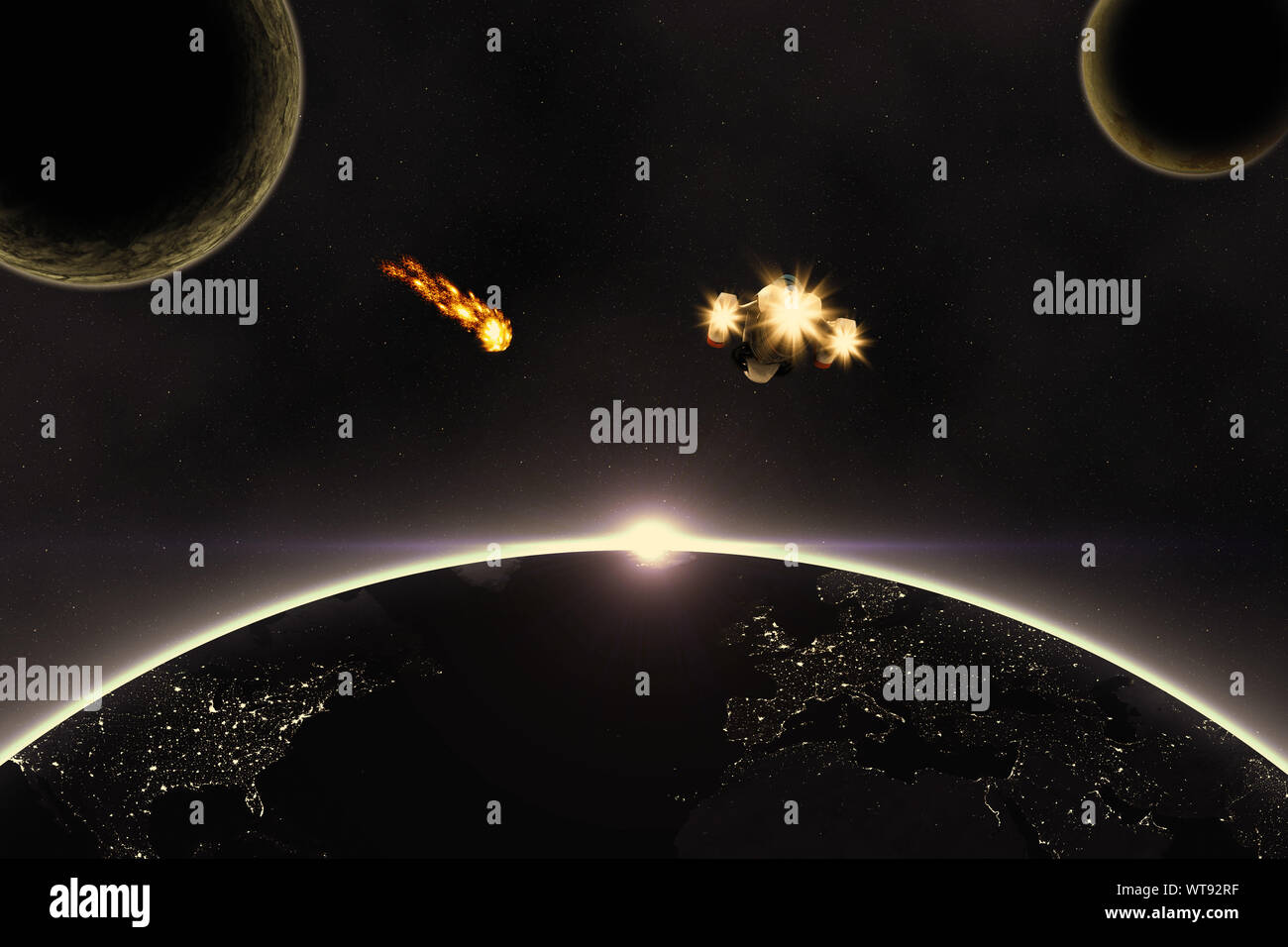 Space rocket ship wallpaper background hi-res stock photography and ...