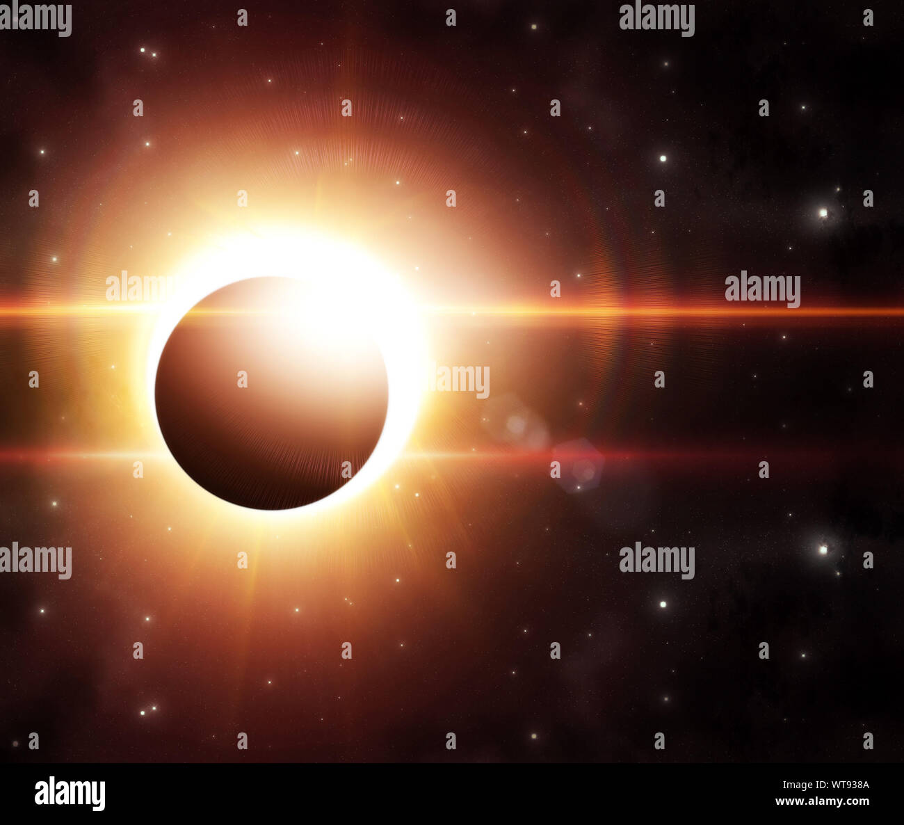 Abstract solar eclipse background with 3d rendered flares Stock Photo ...