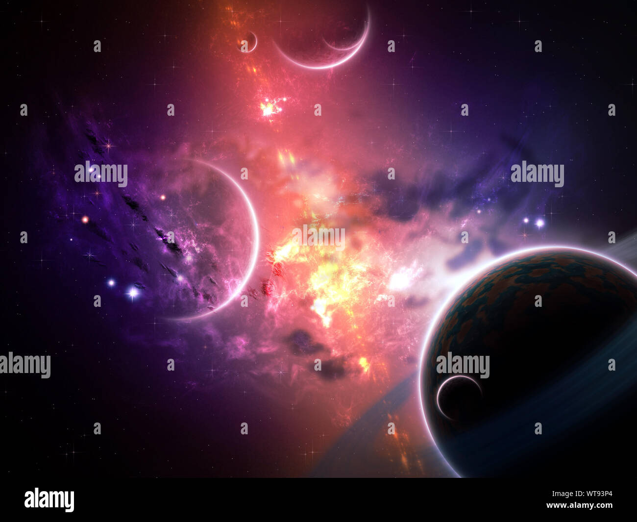 Fantastic space stars, alien planets and nebulas Stock Photo - Alamy