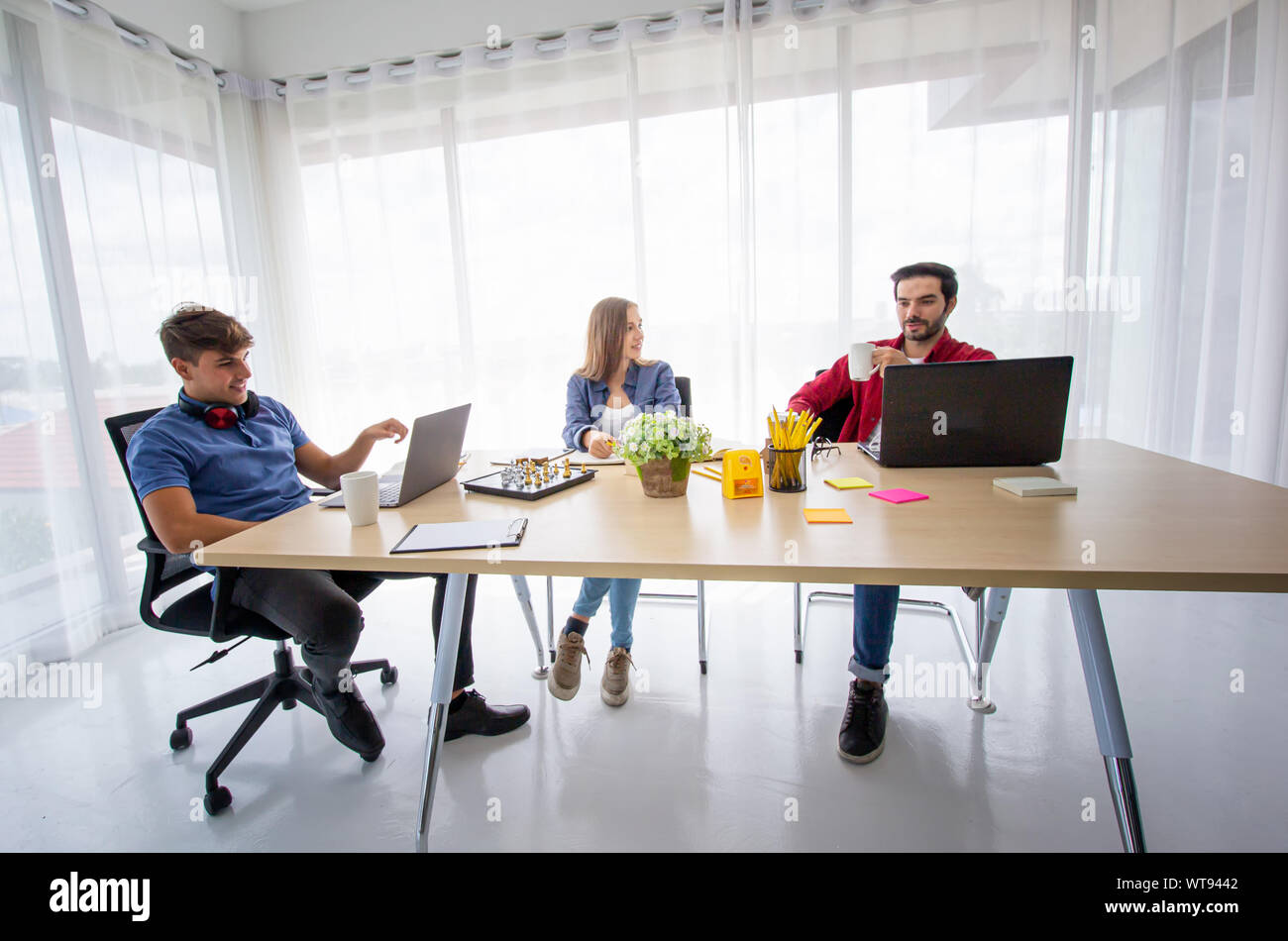 Creative business people working in start up office,modern creative and ...