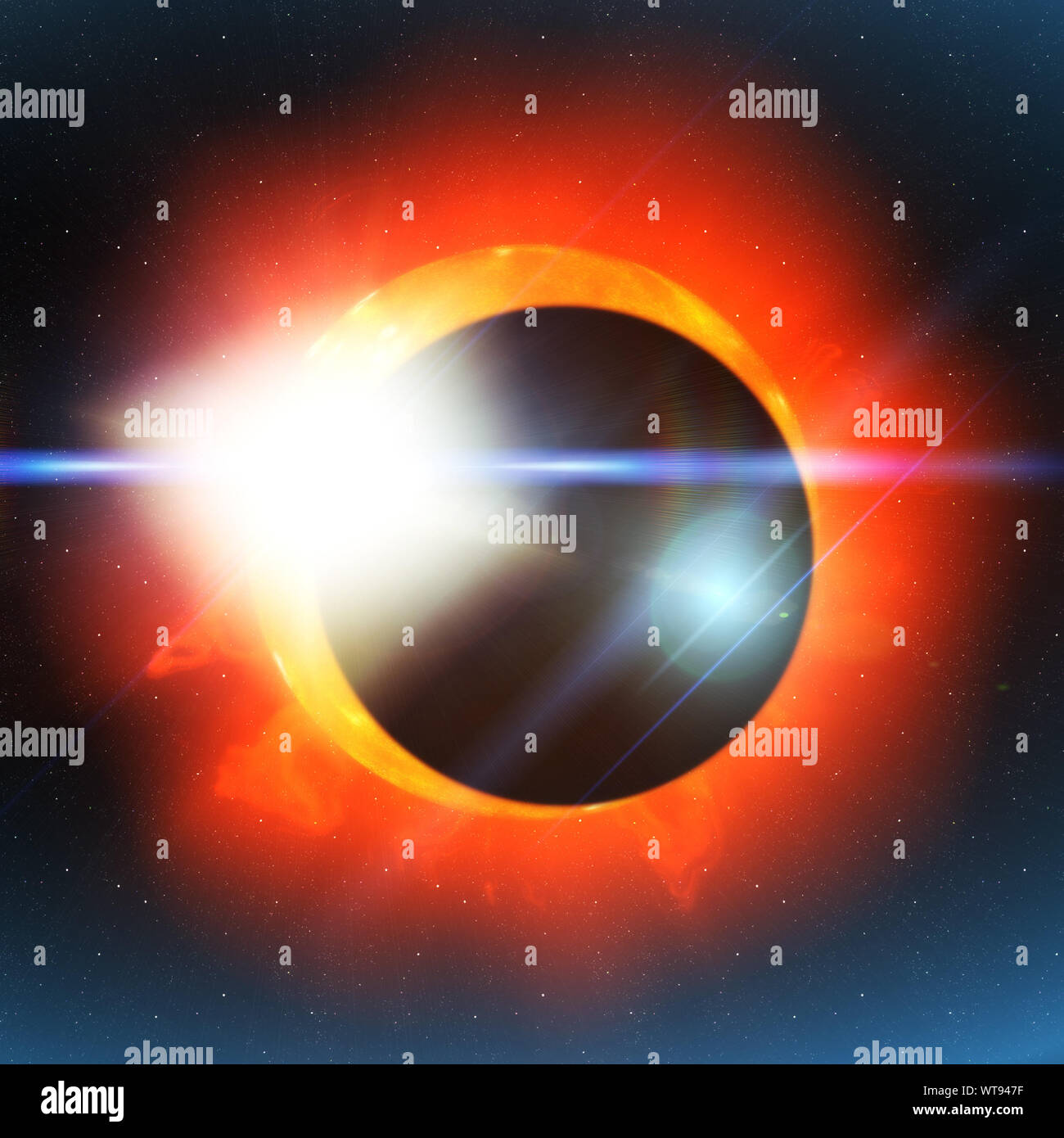 Abstract solar eclipse background with 3d rendered flares Stock Photo ...