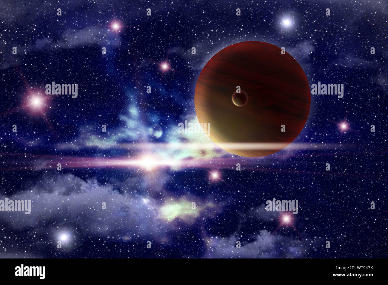 Colorful starry outer space background, star field illustration Stock ...