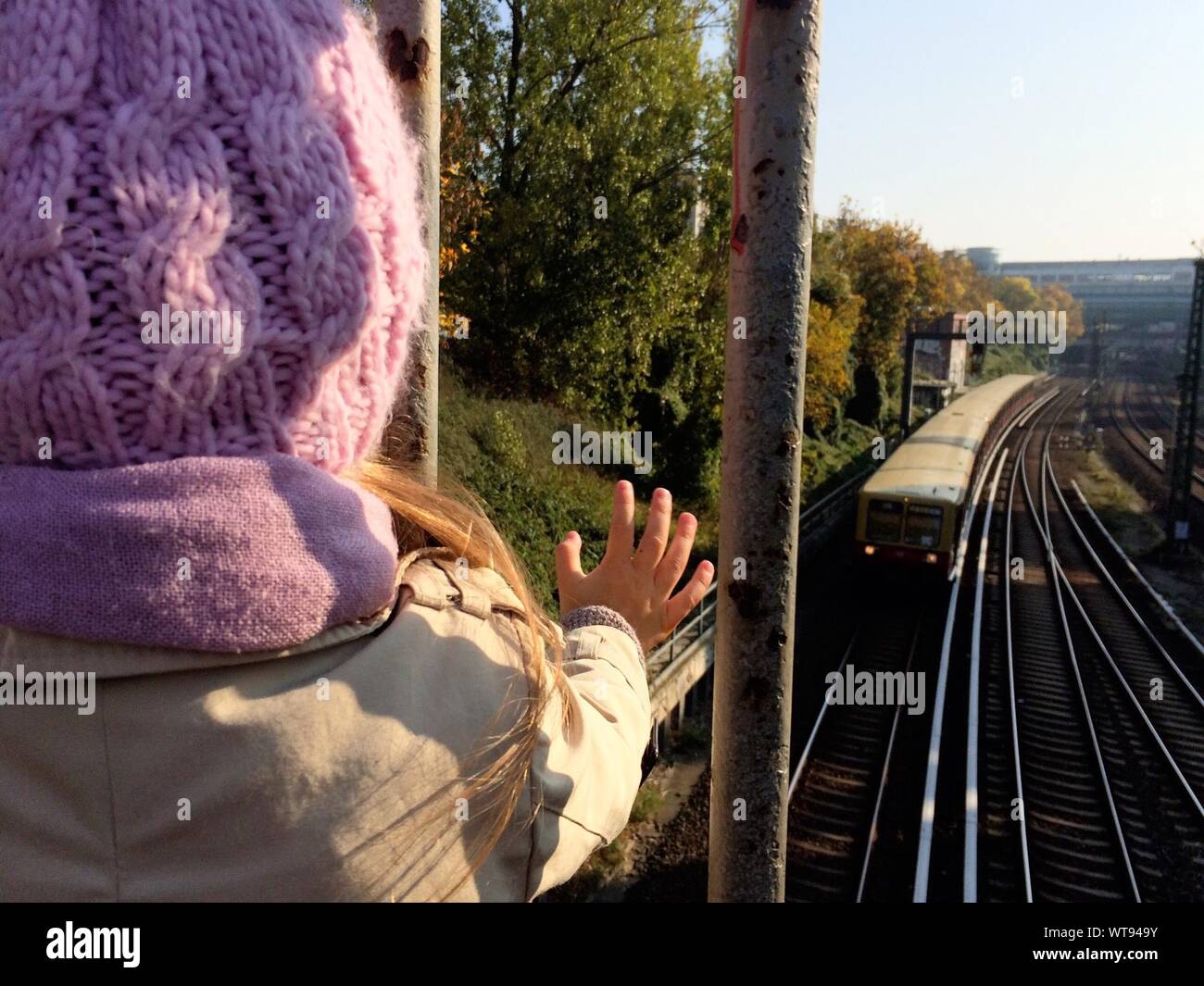 Children looking through train window hi-res stock photography and ...